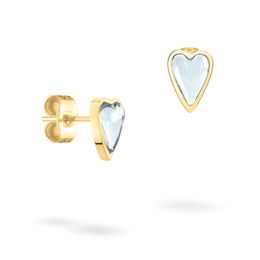Damen Paar Ohrstecker "Schmuck Geschenk Edelstahl Ohrringe Glass Heart", Edelstahl, silber, Liebeskind Berlin, Edelstahl, Ohrringe, mit Glasstein