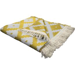Adam Wohndecke &raquo;Maroccan Shiraz&laquo; mit aufregendem Muster, Kuscheldecke gelb Baumwolle B/L: 145cm x 190cm