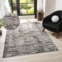 OTTO home Teppich &raquo;Selin&laquo; rechteckig 9 mm H&ouml;he dezenter Glanz, Schrumpf-Garn-Effekt, im Vintage-Look, dichte Qualit&auml;t grau Kunstfaser B : 240cm 1 Stk.