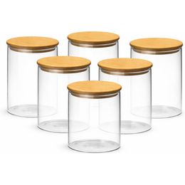 Van Well Vorratsglas "Vorratsdose Ella, 6 St&uuml;ck", B/H/L: 11cm, transparent, Lebensmittelaufbewahrungsbeh&auml;lter, mit Bambusdeckel