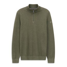 Bugatti Herren Troyer "Basic Essential", gr&uuml;n, Gr. L, unifarben, 100% Baumwolle, Pullover, aus reiner Baumwolle