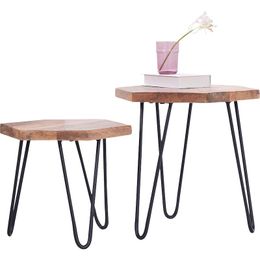 ByLiving Beistelltisch &raquo;Elea&laquo; aus Massivholz, bestehend aus 2 Tischen braun B/H/T: 45cm x 40cm x 40cm