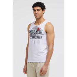 CAMP DAVID Herren Tanktop, wei&szlig;, Gr. M, bedruckt, Single Jersey, Material: 100% Baumwolle, Tops, aus Baumwolle