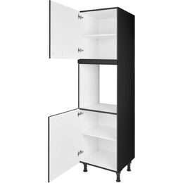 Nobilia Backofenumbauschrank &raquo;"MIAMI", Ausrichtung w&auml;hlbar, mit zwei zus&auml;tzlichen T&uuml;ren,&laquo; vormontiert, Breite/H&ouml;he: 60/167,8 cm Schwarz, B/H/T: 60cm x