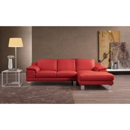 Egoitaliano Ecksofa &raquo;Shakira, Design & Sitzkomfort auf hohem Niveau, Breite 236cm, L-Form&laquo; mit Recamiere, L-Form, edle F&uuml;&szlig;e rot Leder &raquo;BULL&laquo; (echtes Rindsleder). 
