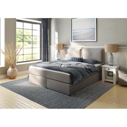 Home Affaire Boxspringbett &raquo;Lysann&laquo; 5fach verstellbares Kopfteil, in 4 Breiten, 3 Matratzenarten grau Liegefl&auml;che B/L: 180cm x 200cm, Gewicht bis: 100