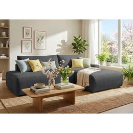 Ecksofa Trendmanufaktur, B:253cm H:82cm T:167cm, grau, 95%Polyester, 5%Polyamide, Wohnzimmer, Sofas, "Prag, Schlafsofa mit Bettkasten, Couch in