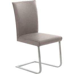 K+w Komfort & Wohnen K+W Komfort & Wohnen Freischwinger &raquo;Santos III&laquo; () mit Sattlernaht, Gestell aus Edelstahl, hochwertiger Sitzkomfort grau B/H/T: 47cm x 99cm x 62cm, 