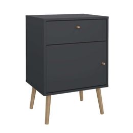 Home Affaire Nachtkommode &raquo;Bodo Nachttisch, Nachtschrank, Biestelltisch&laquo; 1 T&uuml;r, 1 Schublade, Beine und Griffe aus Massivholz, Breite 50 cm grau 