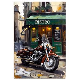 Artland Wandbild &raquo;Eine parkende Harley vor einem Bistro&laquo; 1 Stk. tlg. als Alubild, Leinwandbild, Poster, Wandaufkleber in verschied. Gr&ouml;&szlig;en braun B/H/T: 20cm x