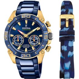 Festina Herren Chronograph &raquo;Chrono Bike 2021 - Special Edition Connected&laquo; Armbanduhr, Quarzuhr, Herrenuhr, Stoppfunktion, ideal als Geschenk blau 