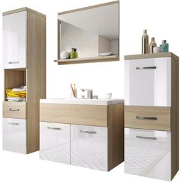 Welltime Badm&ouml;bel-Set &raquo;ELDA&laquo; Komplett-Set, 5 Stk. tlg. braun Holzwerkstoff B/H/T: 120cmcm x 133cmcm x 34,5cmcm