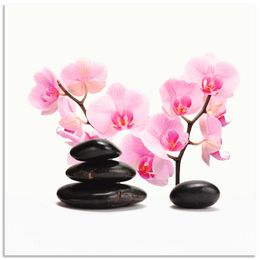 Artland Leinwandbild &raquo;Schwarze Steine und pink Orchidee&laquo; Zen 1 Stk. tlg. auf Holzrahmen gespannt pink Leinwand B/H/T: 40cm x 40cm, Leinwandbild Zen 