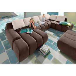 OTTO home Wohnlandschaft &raquo;Bono U-Form&laquo; wahlweise mit Schlaffunktion orange Luxus-Microfaser ALTARA NUBUCK (100% Polyester);Luxus-Microfaser ALTARA 