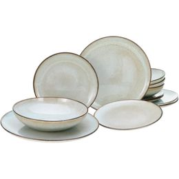 Creatable Tafelservice &raquo;Teller Set, Geschirr-Set Stone Town&laquo; Service, organische Form, Handmade Charakter, 12 Teile, f&uuml;r 4 Personen grau Steinzeug 12 