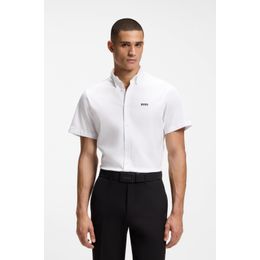 BOSS Green Herren Kurzarmhemd "Motion S", wei&szlig;, Gr. XXXL, unifarben, Jersey, Obermaterial: 100% Baumwolle, Hemden, Regular Fit, Button-down-Kragen,