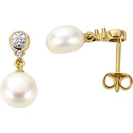 Firetti Damen Perlenohrringe &raquo;Schmuck Geschenk Gold 333 Ohrschmuck Ohrringe Ohrstecker&laquo; mit S&uuml;&szlig;wasserzuchtperle - mit Diamant wei&szlig; 0,02, 0,02 P2 = 