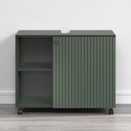 Welltime Waschbeckenunterschrank &raquo;Amrum&laquo; 1 Stk. tlg. Waschtisch auf Rollen - (B/T/H) wahlweise 60-80/42/64 cm gr&uuml;n Gr&uuml;n, B/H/T: 80cm x 64cm x 42cm, 