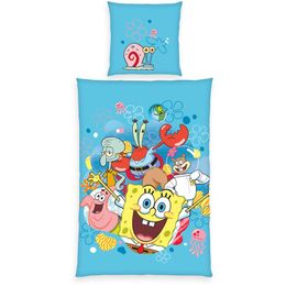 Spongebob Bettw&auml;sche &raquo;&laquo; 2 Stk. Wendebettw&auml;sche bunt Renforc&eacute;, Obermaterial: 100% Baumwolle B/L: 135cm x 200cm, 1 Stk., 1 Stk., Renforc&eacute;, B/L: 80cm x 80cm, 2 Stk