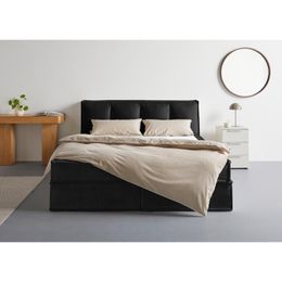 LeGer Home by Lena Gercke Boxspringbett &raquo;Addyson&laquo; H&auml;rtegrade H2, H3 und H4 w&auml;hlbar, Boxspringbett inkl. Topper, 2 Matratzen schwarz 100% Polyester 