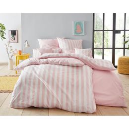 OTTO home Wendebettw&auml;sche &raquo;Greta&laquo; 2 Bettw&auml;sche mit Streifen in verschiedenen Qualit&auml;ten, ab 135x200 cm rosa Renforc&eacute;, Obermaterial: 100% Baumwolle B/L
