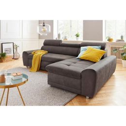 Sit & More sit&more Ecksofa &raquo;Riva L-Form&laquo; inklusive Kopteilverstellung, wahlweise mit Schlaffunktion grau Flachgewebe (100% Polyester);Luxus-Microfaser (100% 