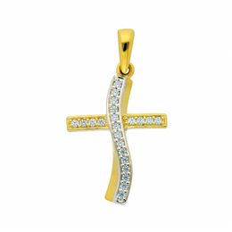 Adelia&acute;s ADELIA ́S Damen Kreuzkette "Halskette - Kreuzkette mit Kreuz Anh&auml;nger mit Zirkonia aus 333", Gelbgold 333 Gold, gold, Gelbgold 333, Gold, Halsketten,