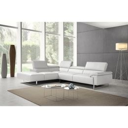 Egoitaliano Ecksofa &raquo;Malika, elegant und bequem, Designsofa, L-Form&laquo; mit Ottomane, inkl. Kopfteilverstellung und chromfarbenen Metallf&uuml;&szlig;en wei&szlig; Leder &raquo;BULL&laquo; (