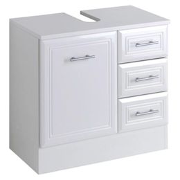 Welltime Waschbeckenunterschrank &raquo;Neapel&laquo; Breite 60 cm, mit Hochglanzfronten und eleganter Fr&auml;sung wei&szlig; Holzwerkstoff, MDF B/H/T: 60cm x 56cm x 35cm, 