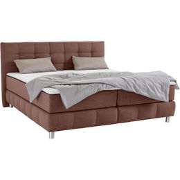 Home Affaire Boxspringbett &raquo;Salo XXL&laquo; in Samtoptik oder Struktur, 6 Breiten in &Uuml;berl&auml;nge 220cm, 4 H&auml;rtegrade braun Struktur, Liegefl&auml;che B/L: 180cm x 