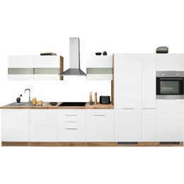 KOCHSTATION K&uuml;chenzeile &raquo;KS-Luhe&laquo; 390 cm breit, wahlweise mit oder ohne E-Ger&auml;ten, gefr&auml;ste MDF-Fronten wei&szlig; B/H/T: 390cm x 60cm, inkl. E-Ger&auml;te (
