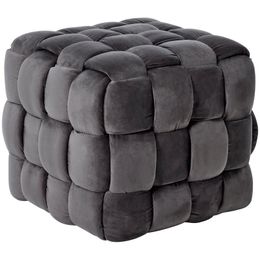 Jahnke Hocker &raquo;WEB ART S&laquo; Hocker, Couchtisch, Beistelltisch gepolstert in edler Flechtoptik silber B/H/T: 50cm x 42,5cm x 50cm, Samtstoff, Samt Platingrau