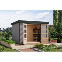 Karibu Gartenhaus &raquo;Jupiterino 4, in verschiedenen Farben&laquo; Massivholz ohne Fu&szlig;boden, Blechdach