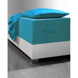 Fleuresse Spannbettlaken &raquo;Comfort XL&laquo; Mako-Jersey, f&uuml;r Matratzen bis 40 cm H&ouml;he, Bettlaken, Spannbetttuch blau Mako-Jersey, Obermaterial: 96% 