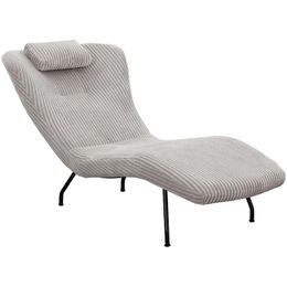Salesfever Relaxsessel &raquo;Komfortabler Sessel zum Entspannen&laquo; Moderne Relaxliege: Gem&uuml;tlichkeit trifft Cord-Bezug grau 100% Polyester, Edelstahl Stoff, 