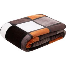 G&ouml;zze Wohndecke &raquo;Antigua&laquo; mit modernem Karo, Kuscheldecke, 150x200 cm braun Polyester B/L: 150cm x 200cm