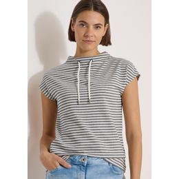 Cecil Damen T-Shirt, grau, Gr. XL, unifarben, Web, 95% Baumwolle, 5% Elasthan, Shirts, mit strukturiertem Muster