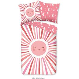 Good Morning Kinderbettw&auml;sche &raquo;Sunnymul&laquo; 2 Stk. Baumwolle, 135x200, Rei&szlig;verschluss, Wendeoptik, M&auml;dchen, Sonne, Rosa rosa Renforc&eacute;, Obermaterial: 100%