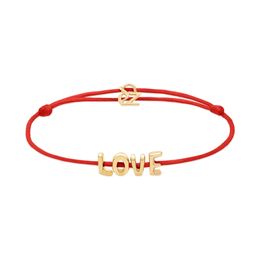 ECHTZEIT Damen Armband "Schmuck Geschenk Edelstahl-Nylon-Armband Love Letters", 21cm, Edelstahl Nylongelbgoldfarben, rot, Edelstahl, Nylon, Armb&auml;nder