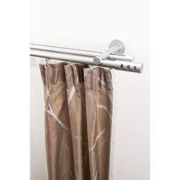 Garesa Gardinenstange &raquo;EASY&laquo; &Oslash; 20 mm 2 l&auml;ufig-l&auml;ufig Wunschma&szlig;l&auml;nge silber Aluminium B/L: 67cm x 400cm &Oslash; 20mm, 1 Stk., 2 l&auml;ufig