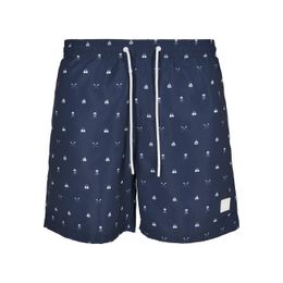 Urban Classics Herren Badeshorts "Urban Classics Herren Pattern Swim Shorts", blau, Gr. M, 100% Polyester, Badehosen