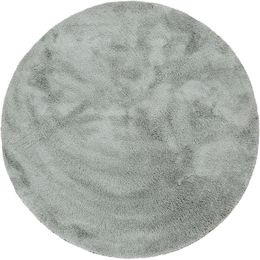 CarpetFine Teppich &raquo;Silky&laquo; rund 20 mm H&ouml;he Shaggy, Langflor, uni, besonders weich, handarbeit gr&uuml;n Mikropolyester &Oslash; 80cm 1 Stk., 20mm, &Oslash; 80cm