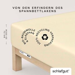 Spannbettlaken Schlafgut, gelb, Jersey, Obermaterial: 95% Baumwolle, 5% Elasthan, Bettlaken, "PURE Bio-Baumwolle mit Elasthan, 170 g/m&sup2;, Bettlaken,