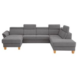 OTTO home Wohnlandschaft &raquo;Conville U-Form&laquo; Kopfteilverstellung wahlweise mit Schlaffunktion und Bettkasten grau 100% Polyester B/H/T: 322cm x 84cm x 
