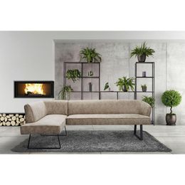 exxpo - sofa fashion Eckbank &raquo;Americano&laquo; mit Keder und Metallf&uuml;&szlig;en, Bezug in verschiedenen Qualit&auml;ten braun B/H/T: 249cm x 83cm x 157cm, 