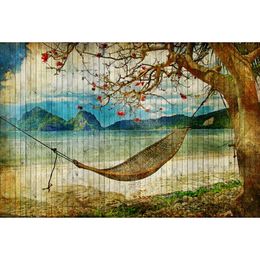 Livingwalls living walls Fototapete &raquo;Walls by Patel Tahiti 2&laquo; glatt Vlies, Wand, Schr&auml;ge beige Vlies B/L: 4m x 2,7m
