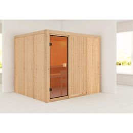 Karibu Sauna &raquo;Nybro&laquo; inklusive Ofenschutzgitter und T&uuml;r beige (ohne Ofen)
