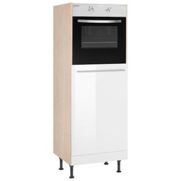 Optifit Backofenumbauschrank &raquo;Bern&laquo; 60 cm breit, 176 cm hoch, h&ouml;henverstellbare Stellf&uuml;&szlig;e, mit Metallgriff wei&szlig; akaziefarben, B/H/T: 60cm x 176,6cm x 