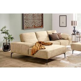 W.Schillig Ecksofa &raquo;run, Designsofa mit tollem Sitzkomfort, bequem, L-Form&laquo; mit Holzsockel, F&uuml;&szlig;e in Schwarz pulverbeschichtet, Breite 299 cm beige 