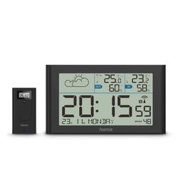 Hama Wetterstation &raquo;Wetterstation "Sylt" mit Au&szlig;ensensor, Funk, Wecker&laquo; () Innen-/Au&szlig;entemperatur, Hygrometer schwarz Einheitsgr&ouml;&szlig;e
